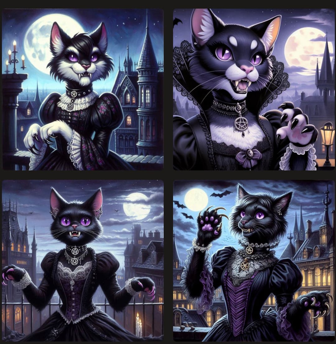 4 Goth Kitty Images - SVG Digital Files - Copyright - Etsy