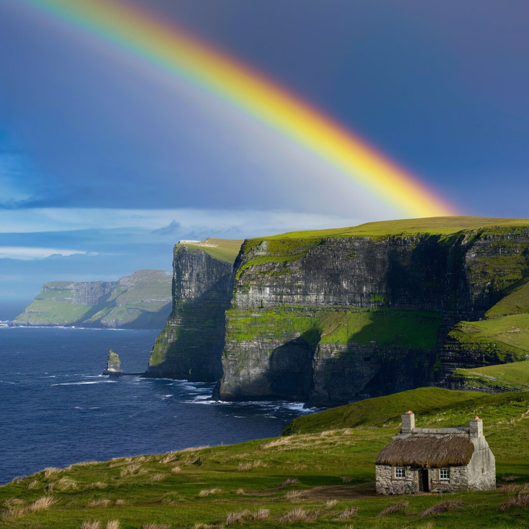 Cliff of Mohr in Ireland Under a Stunning Rainbow - PNG Digital ...