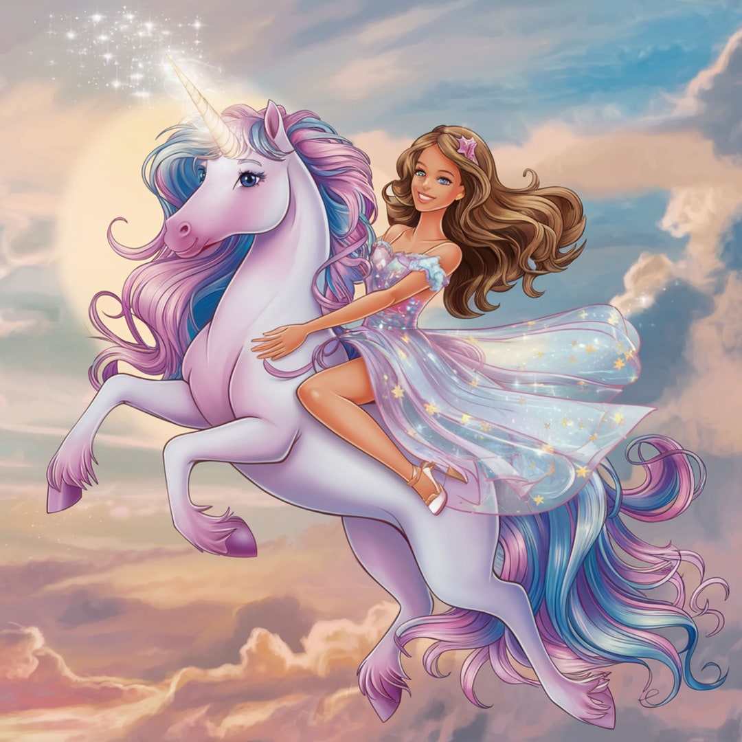 Gorgeous Barbee Girl Riding Her Unicorn - PNG (17 MB) or JPG File - Etsy