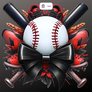 Baseball Black and Red Theme With Black Bow, PNG Download -transparent ...