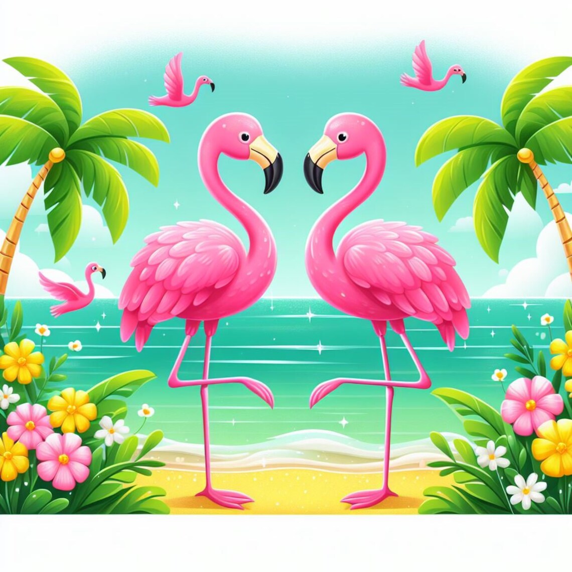 Instant Flamingo Flock© - 5 Tropical PNG Files, Digital Download - Etsy