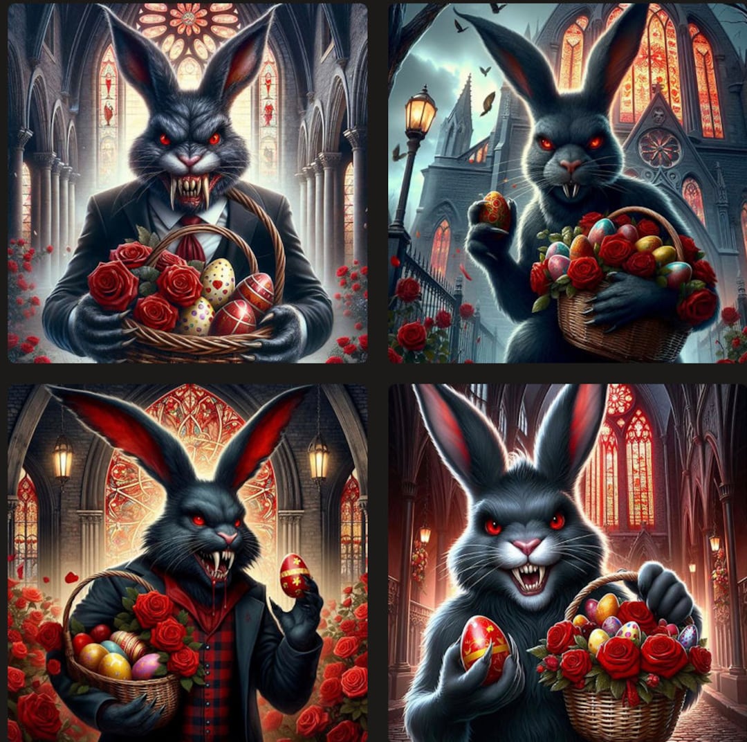 4 Gothic Psycho Easter Bunny Digital Files - SVG - Copyright - Etsy