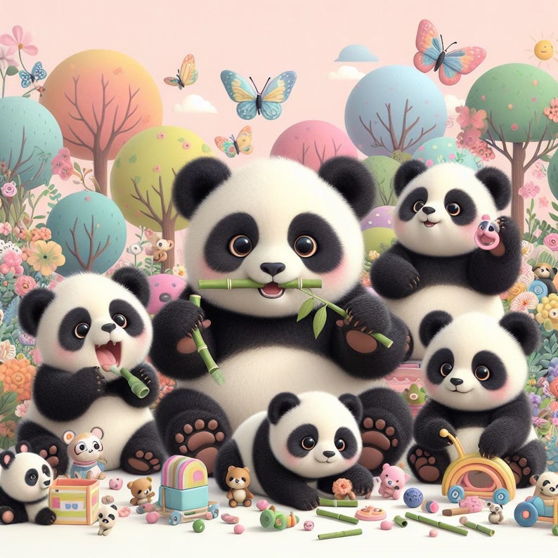 Adorable Baby Panda Bears© - Digital PNG for Nurseries, Invites ...