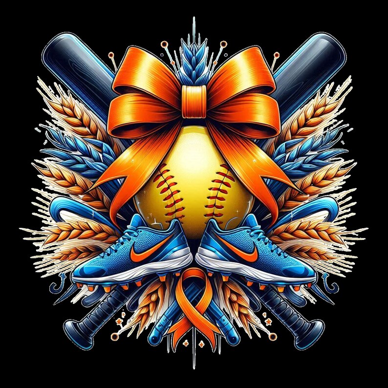 Fun Blue and Orange Digital Softball Png's - 5 in Total Different ...