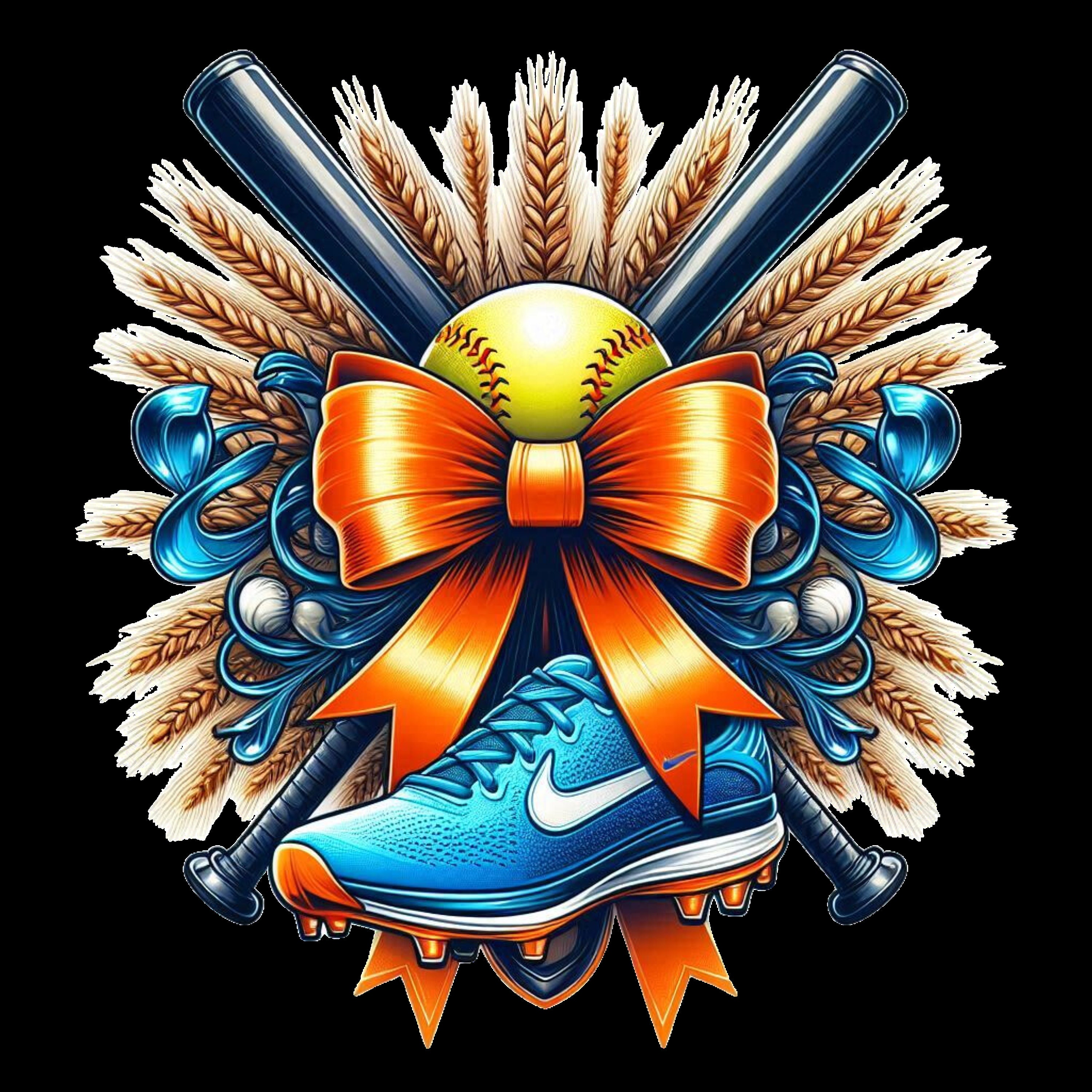 Fun Blue and Orange Digital Softball Png's - 5 in Total Different ...