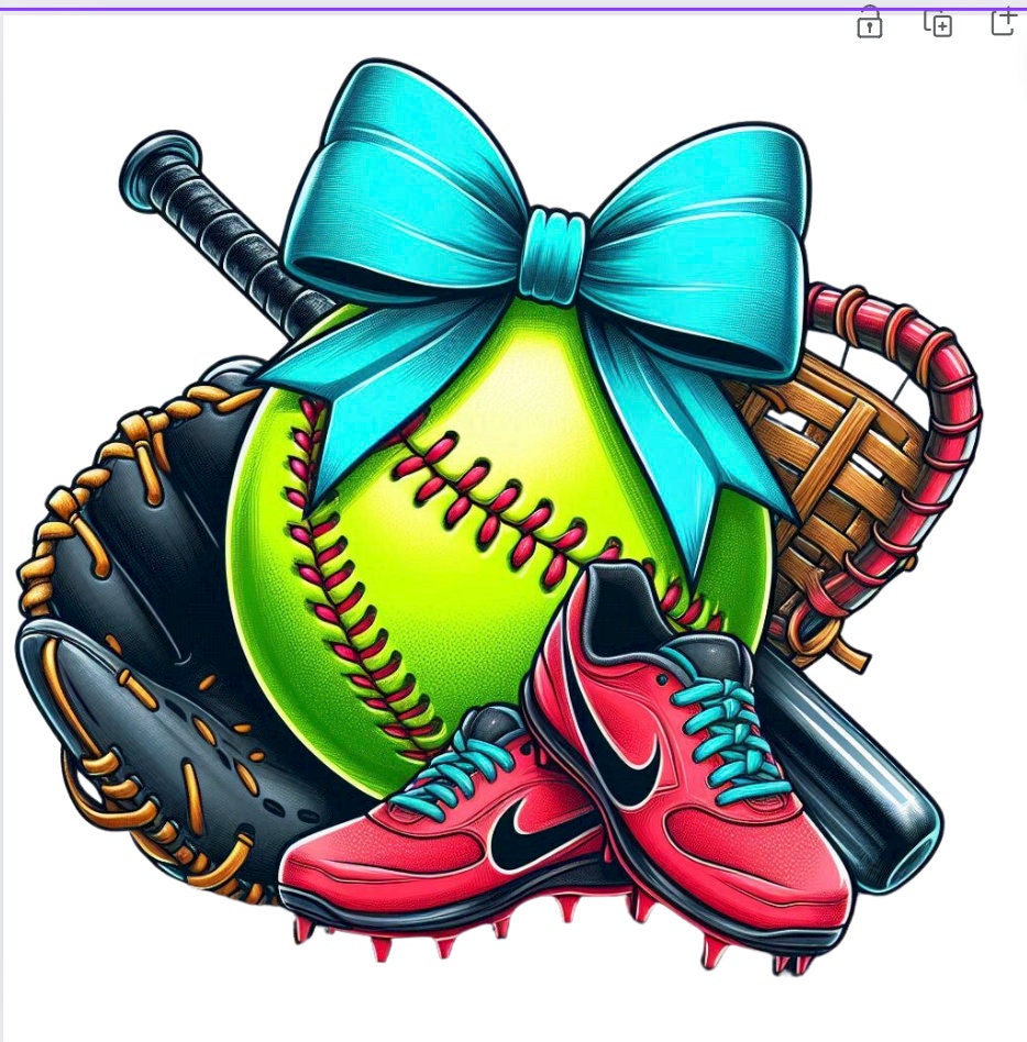 Girls Softball With Blue Bow and Red Cleats, PNG Download, Transparent ...