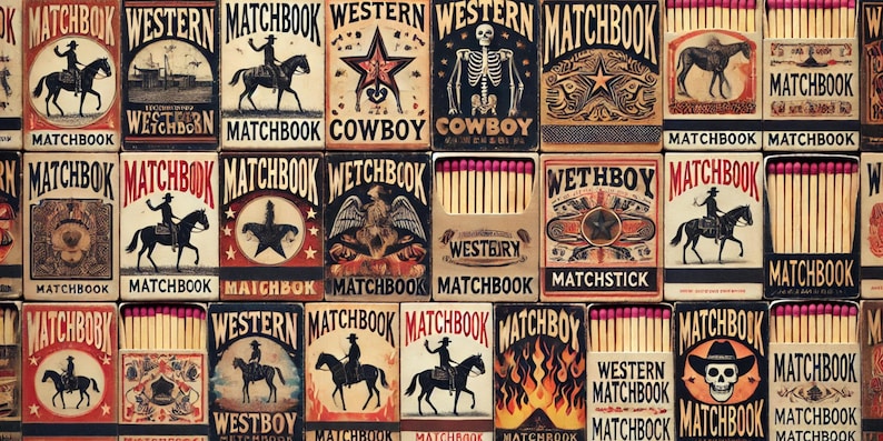 Antique Style Cowboy Matchbook PNG Ready for Download. 4000x2000 Px - Etsy