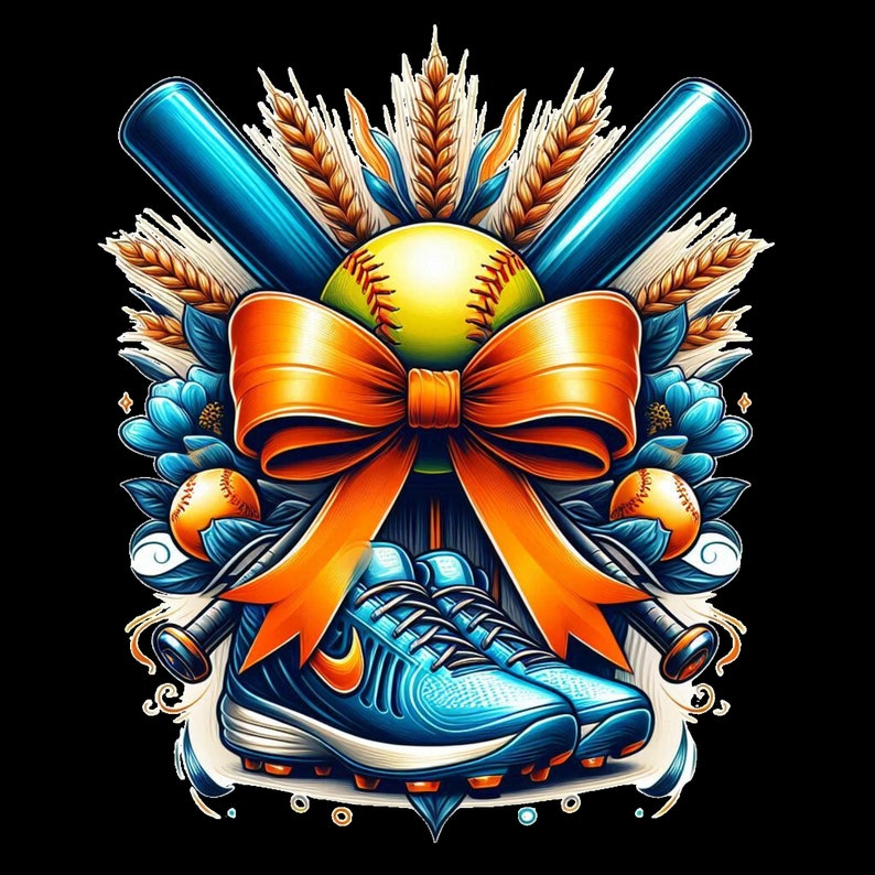 Fun Blue and Orange Digital Softball Png's - 5 in Total Different ...