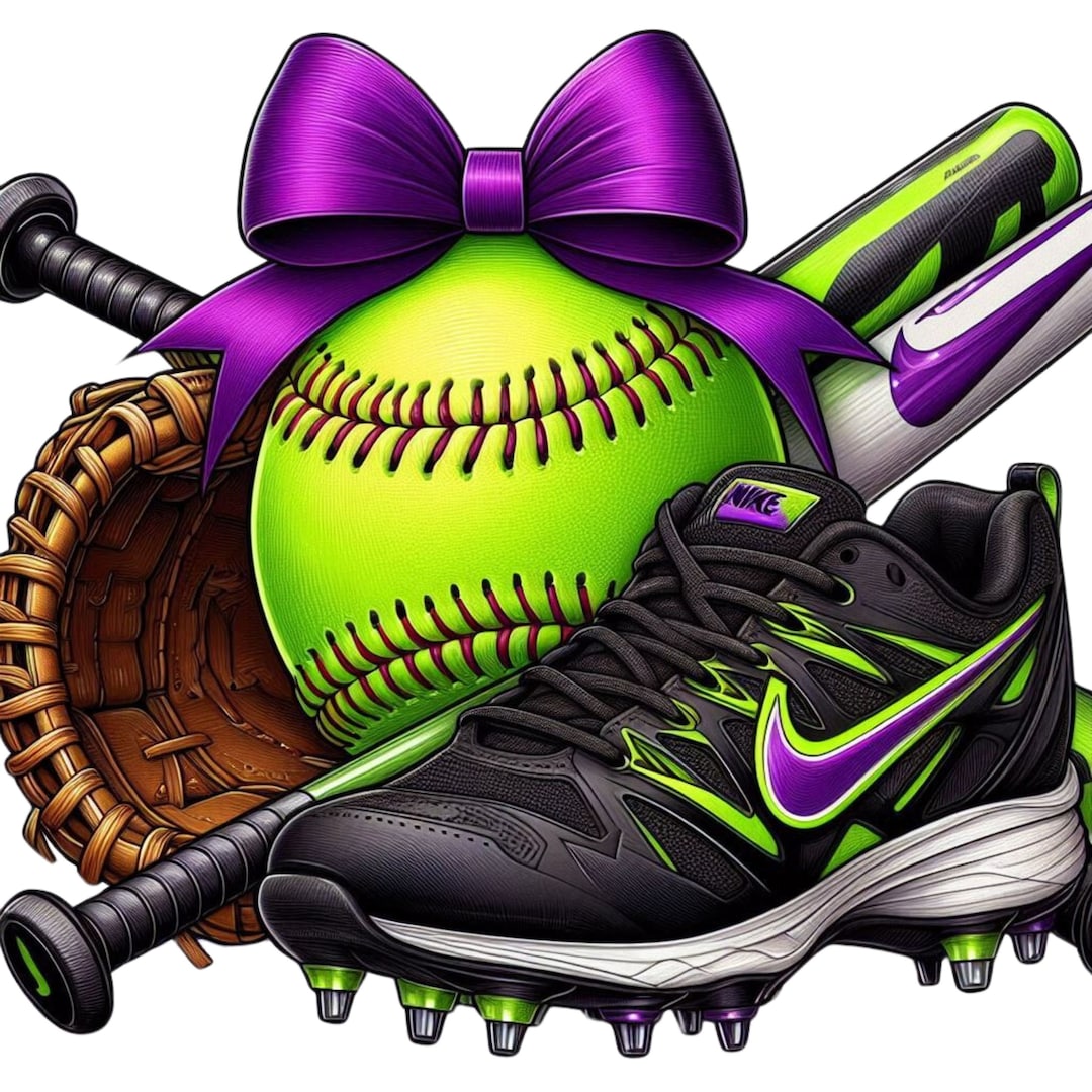 Girls Softball With Purple Bow PNG Download, 19.9MB, Transparent ...