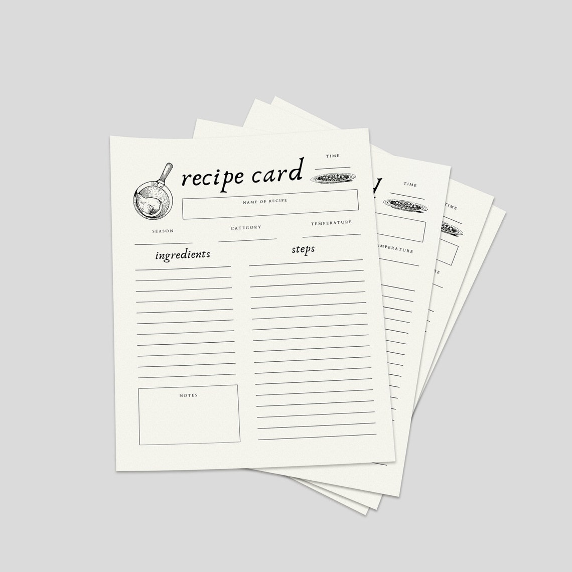 Recipe Card Digital Download, Recipe Template, Digital Download Recipe ...