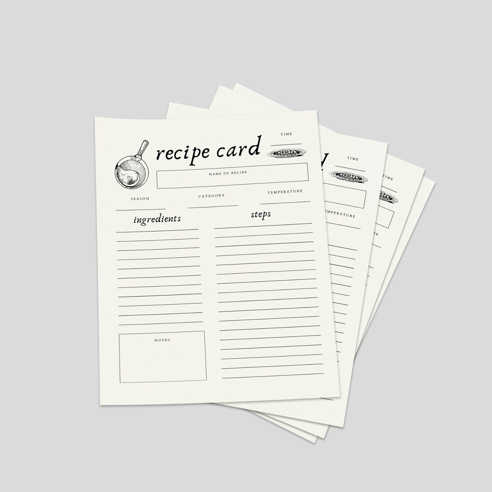 Recipe Card Digital Download, Recipe Template, Digital Download Recipe ...