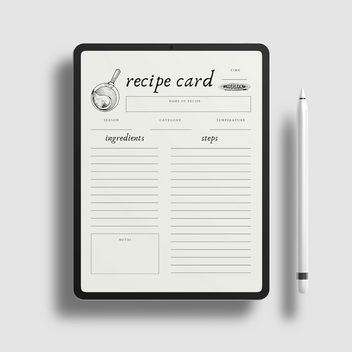 Recipe Card Digital Download, Recipe Template, Digital Download Recipe ...