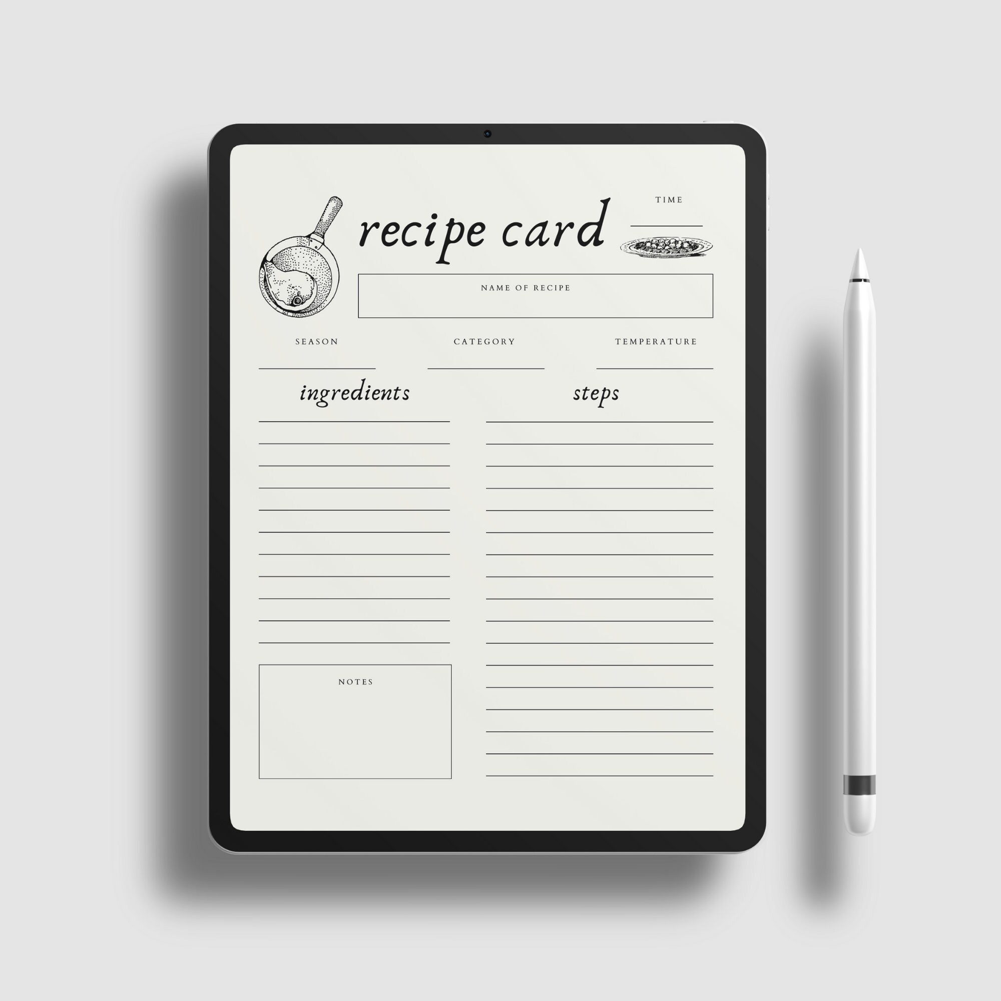 Recipe Card Digital Download, Recipe Template, Digital Download Recipe ...