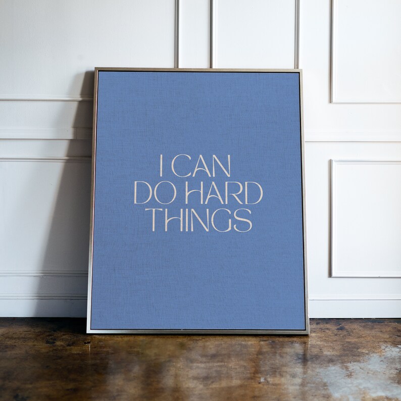 I Can Do Hard Things, Blue Preppy Wallpaper, Cute Aesthetic Poster ...