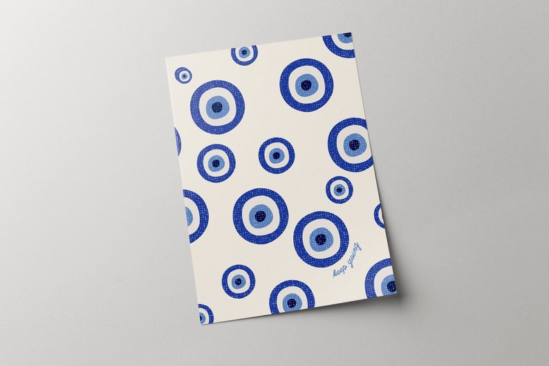 Keep Going | Evil Eye Art | Cute Aesthetic Poster | Blue Preppy ...