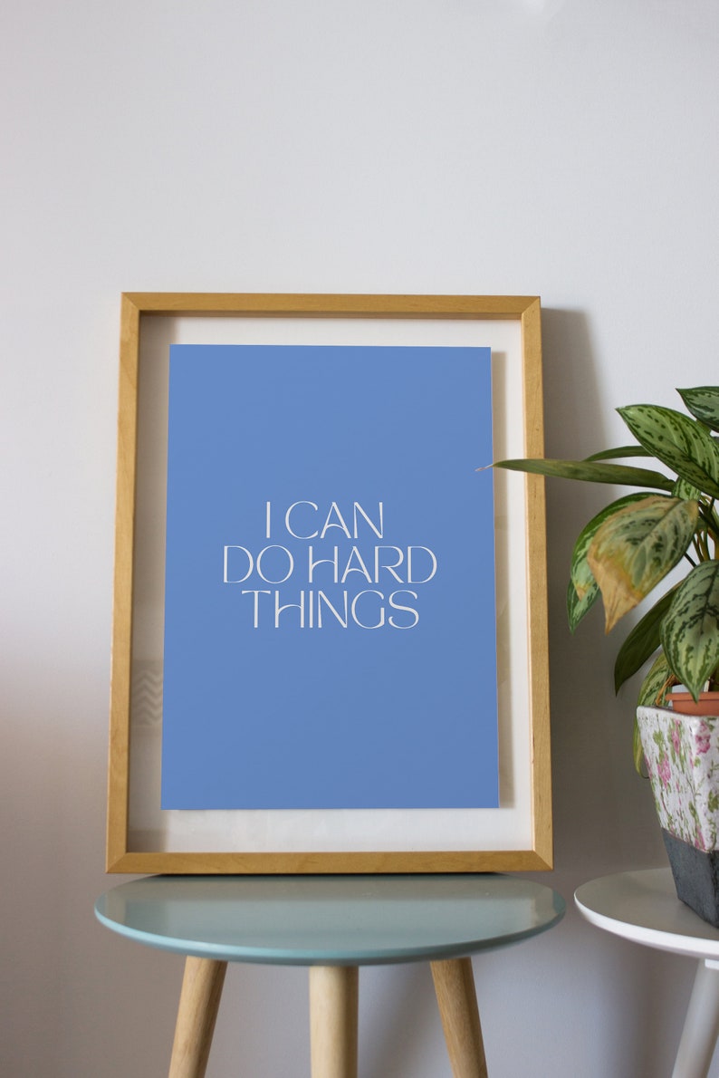 I Can Do Hard Things, Blue Preppy Wallpaper, Cute Aesthetic Poster ...