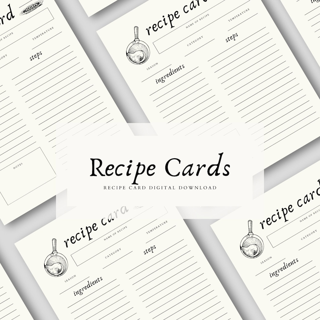 Recipe Card Digital Download, Recipe Template, Digital Download Recipe ...