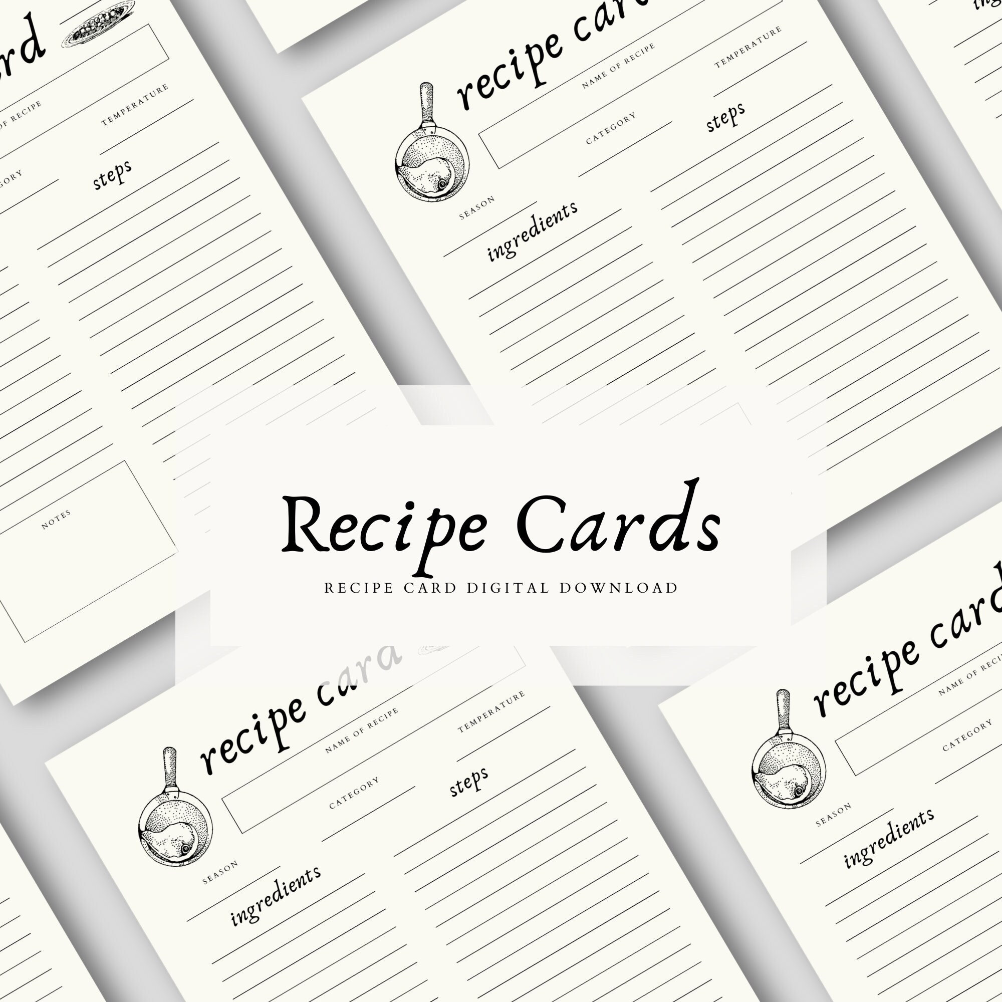 Recipe Card Digital Download, Recipe Template, Digital Download Recipe ...