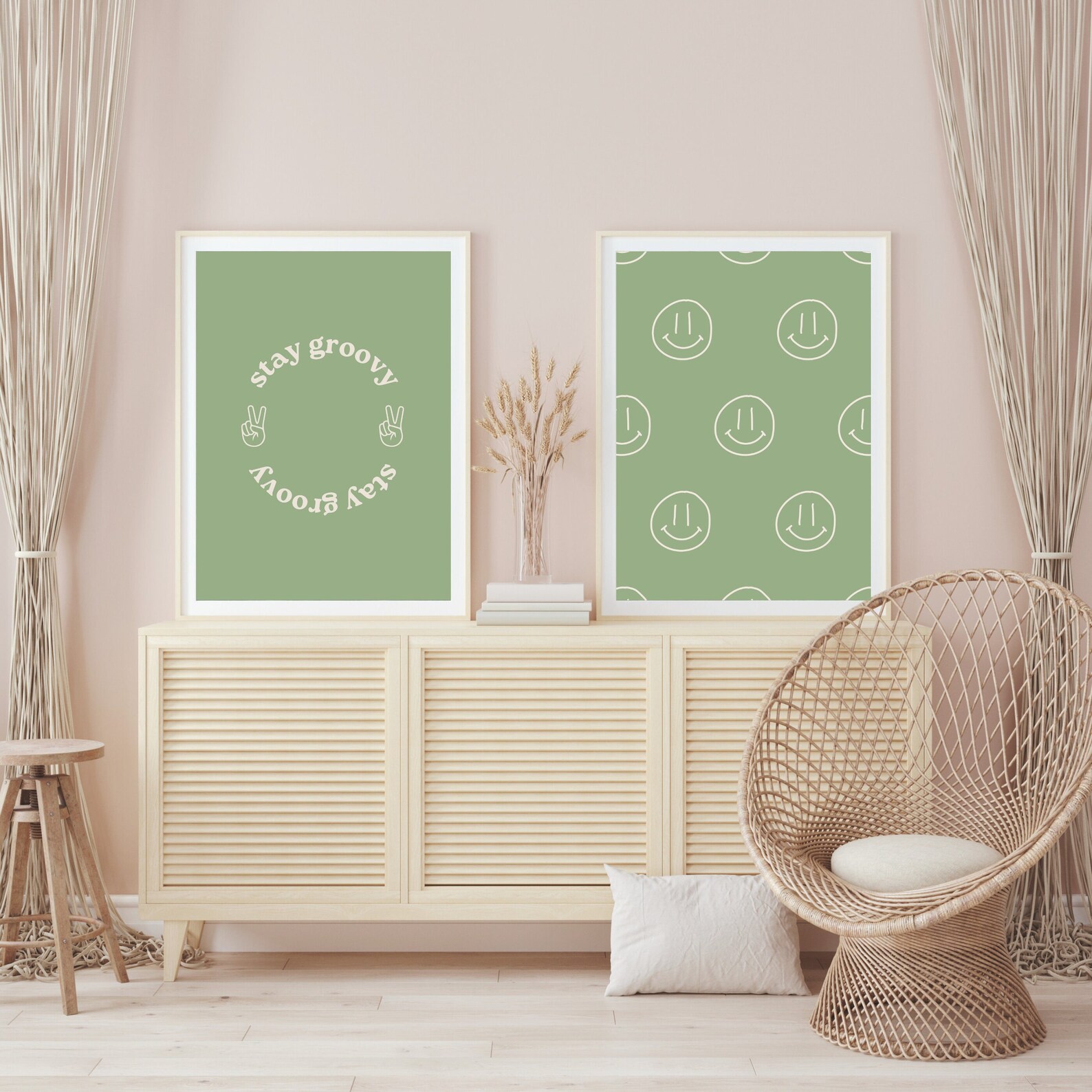 Trendy Retro Wall Art Set of 2 Preppy Gallery Wall Art Set - Etsy