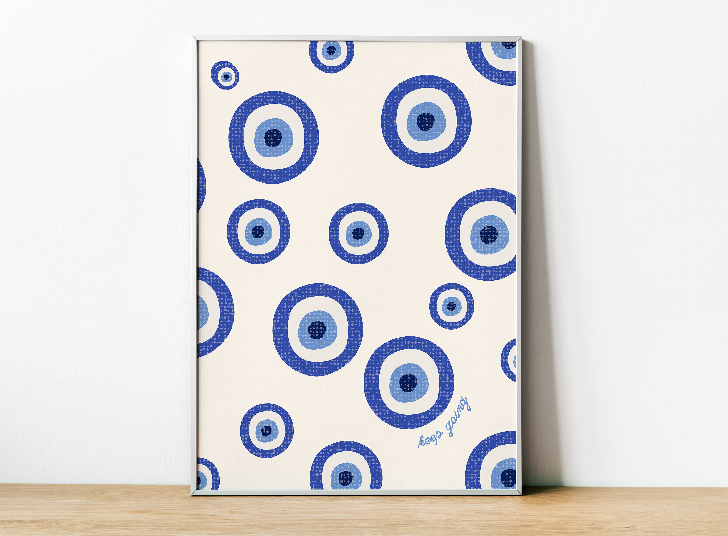 Keep Going | Evil Eye Art | Cute Aesthetic Poster | Blue Preppy ...