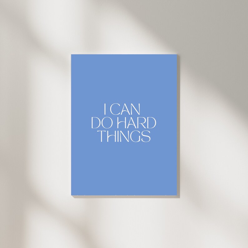 I Can Do Hard Things, Blue Preppy Wallpaper, Cute Aesthetic Poster ...