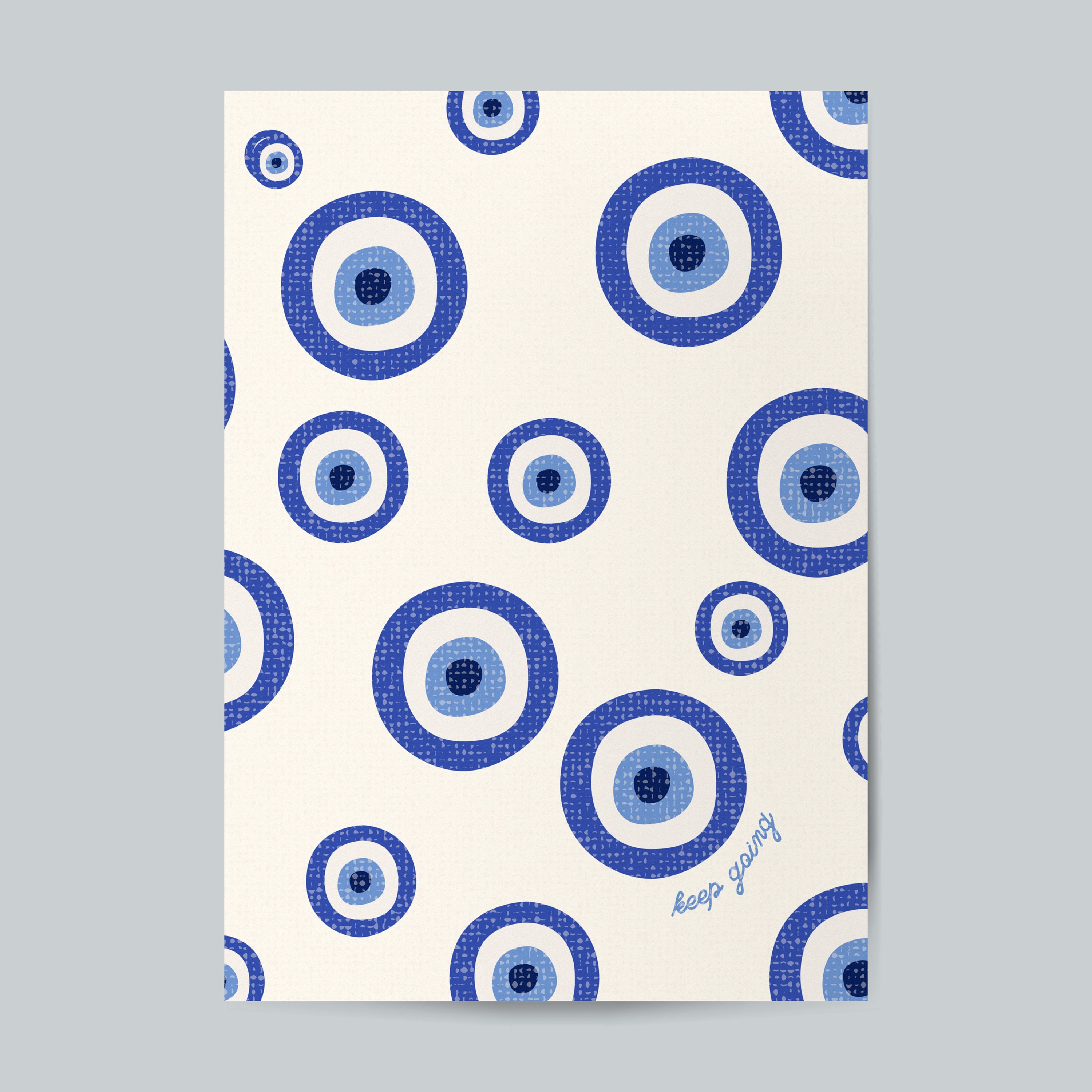 Keep Going | Evil Eye Art | Cute Aesthetic Poster | Blue Preppy ...