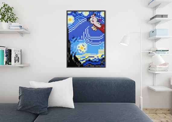 Pixel Starry Night Moogle Poster - Etsy