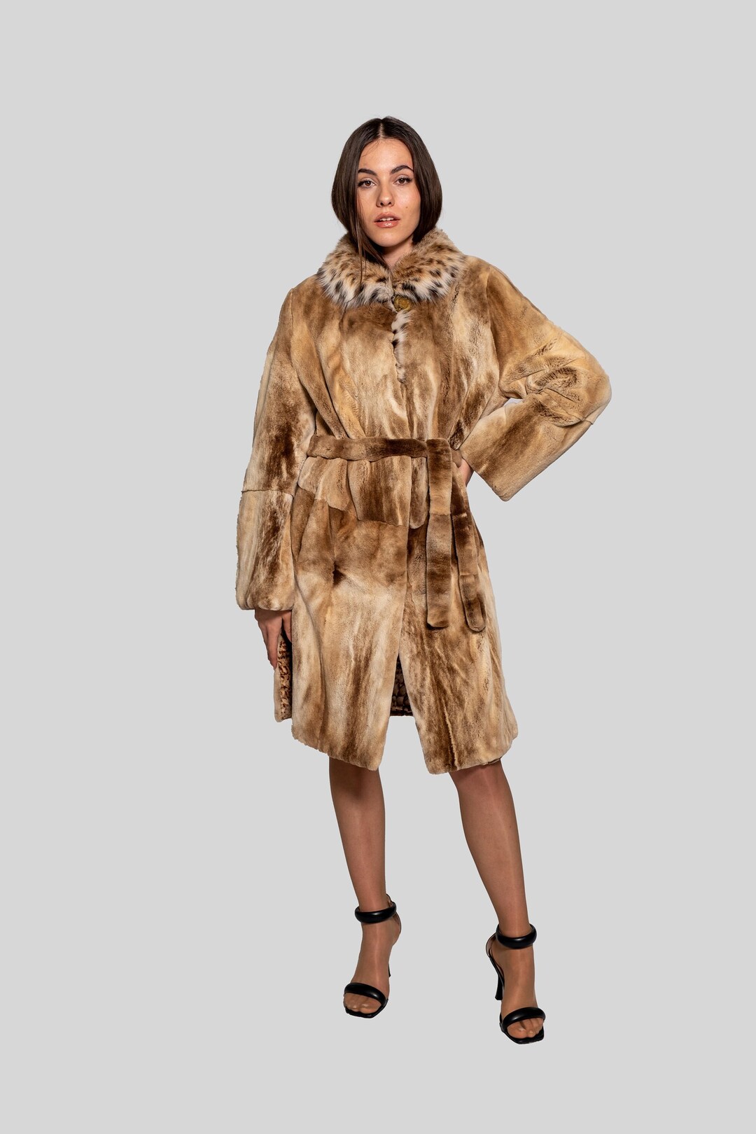 Modern Mink Fur Coat in Ice Color, Elegant and Cozy Winter Outwear ...
