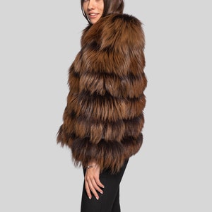 Modern Fox Fur Jacket in Color Brown, Elegant and Cozy Jcoat Special ...