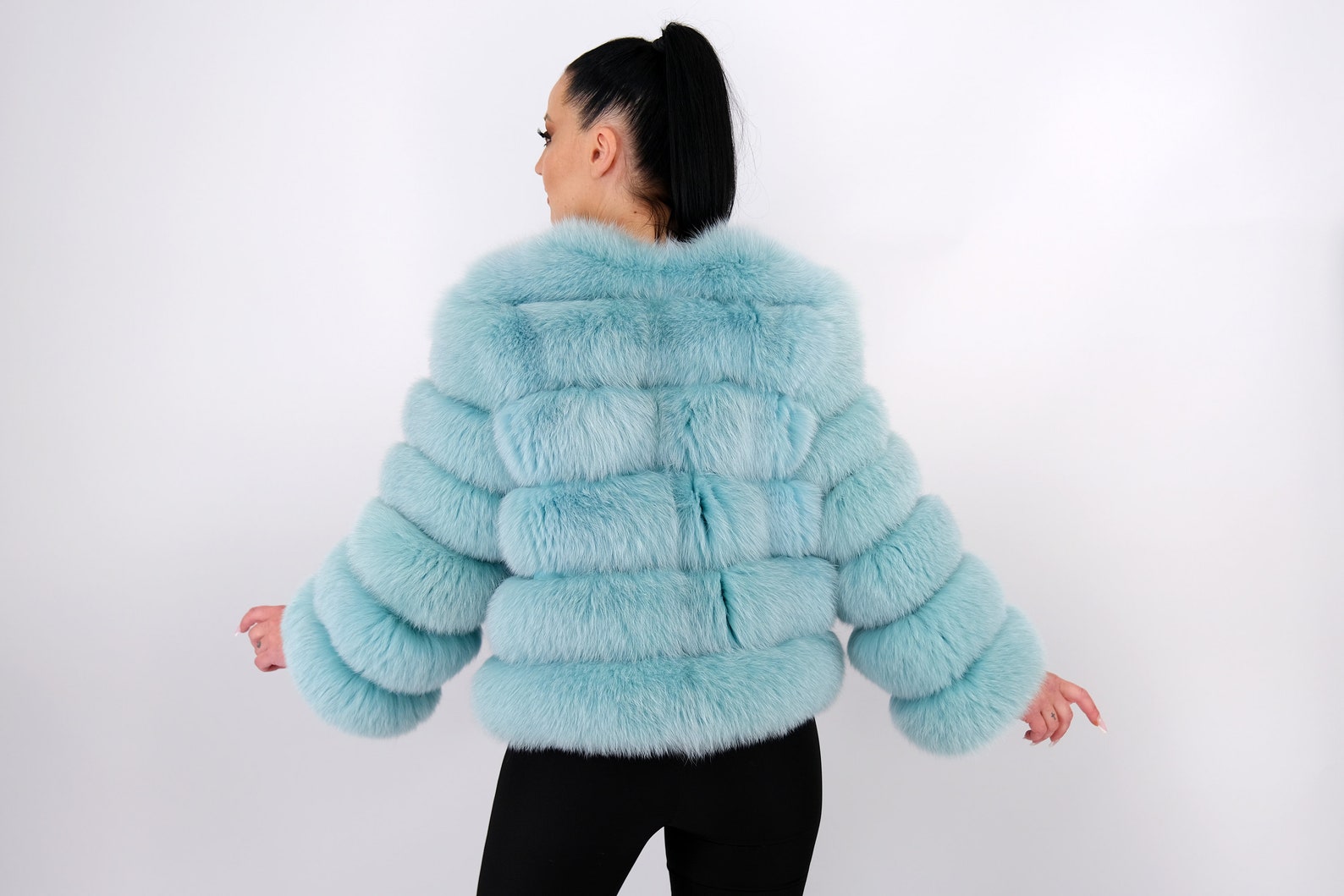 Turquoise Fox Fur Jacket: Nafa Furs, Size 38, Made in Greece - Etsy