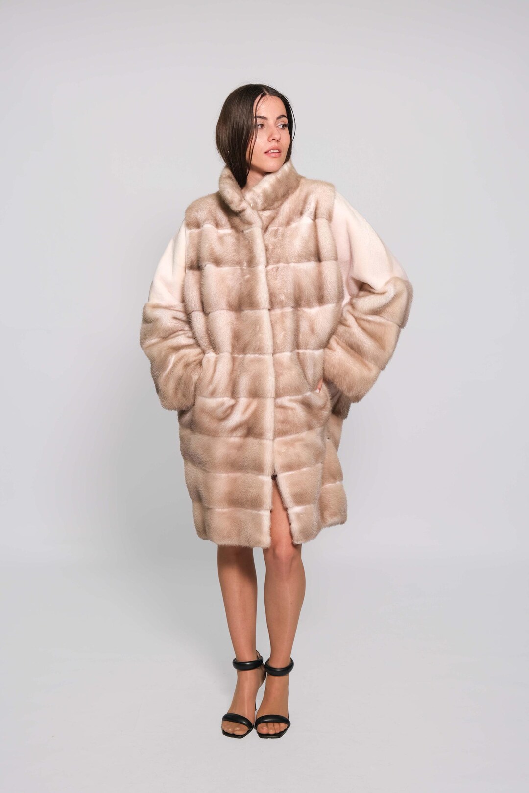Oversize Ice Mink Fur Coat , Elegant and Cozy Winter Outwear, Made of ...