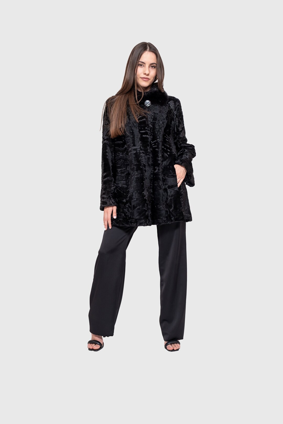 Black Swakara Fur Jacket, Elegant and Cozy Coat. - Etsy