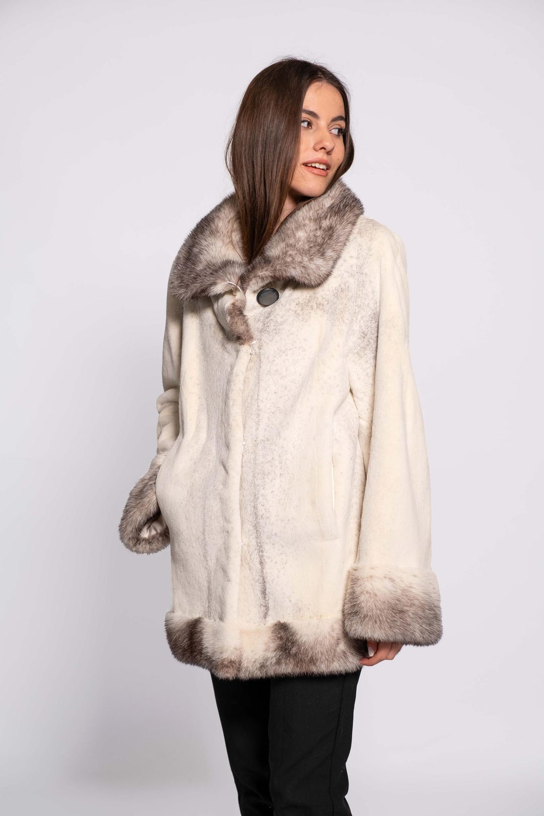 Mink Black Iris Fur Coat , Elegant and Cozy Winter Outwear, Made of Top ...