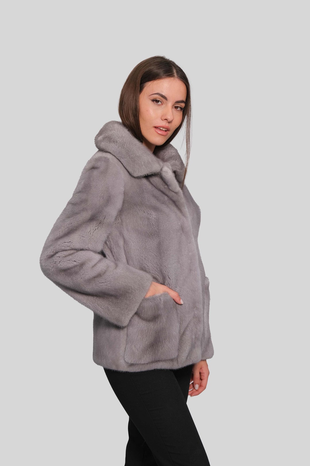 Sapphire Mink Velvet Fur Coat: Saga Furs, Made in Greece - Etsy