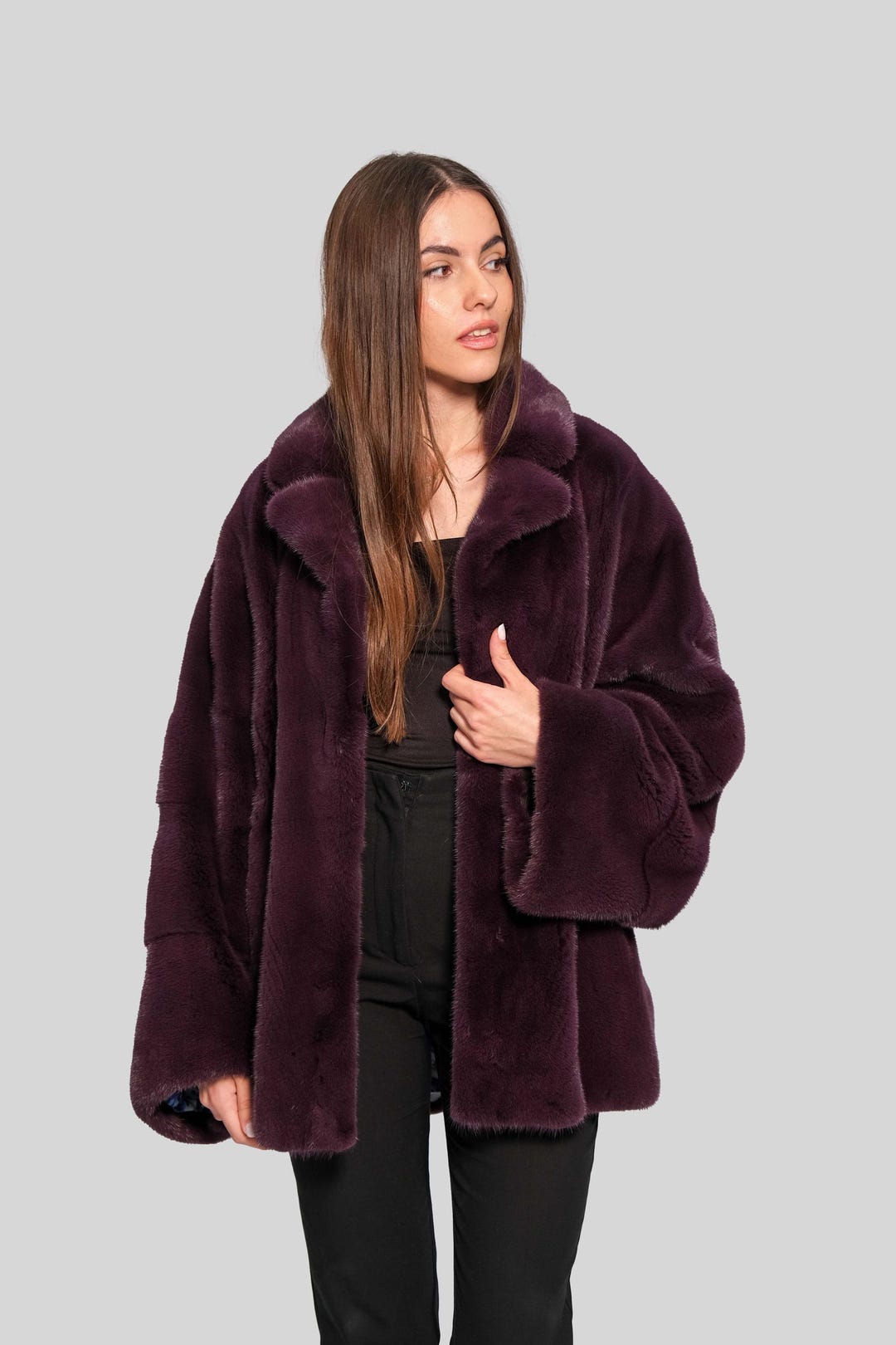 Dark Purple Fullskin Mink Velvet Fur Coat,elegant and Cozy Winter Outwear . - Etsy