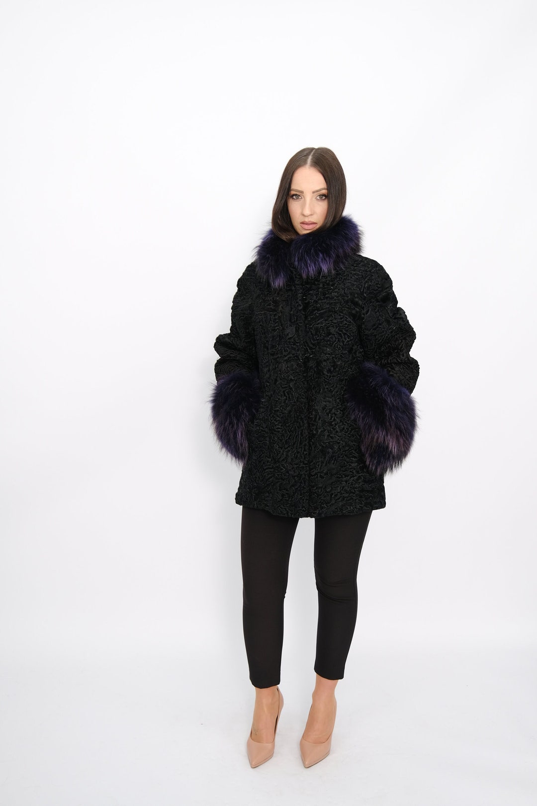 Astrakhan and Fox Fur Jacket.a Jacket Made of Black Auction Karakul ...