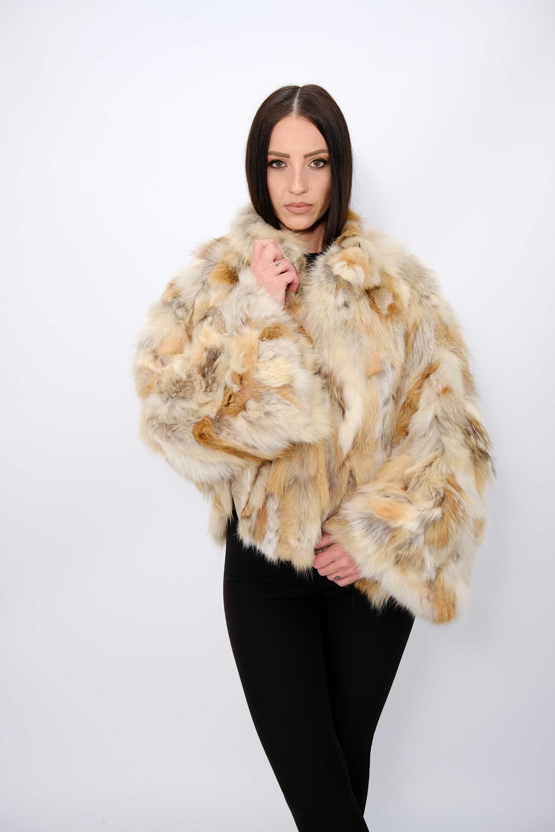Fox Fur Jacket an Elegant Bat-style Jacket Made of Fox Fur(fur Flap ...