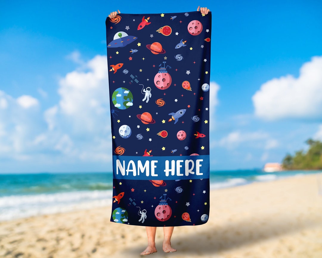Custom Space Towel, Personalized Beach Towel, Custom Name Beach Towel ...