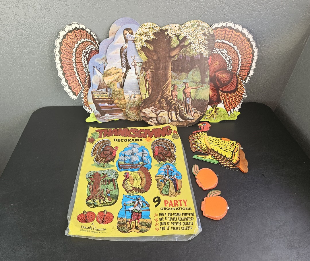 Thanksgiving Decorama and Pilgrim Boy Vintage Beistle Decorations - Etsy