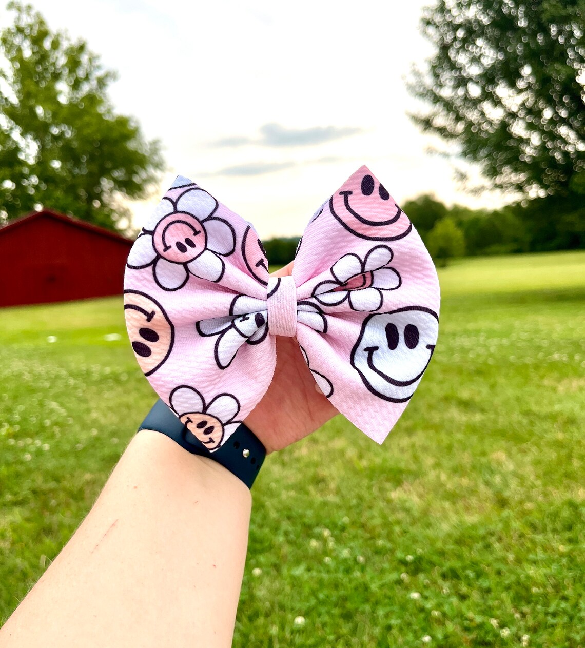 Smiley Face Hair Bow, Smiley Face Daises, Daisy Hair Bow, Flower Hair ...