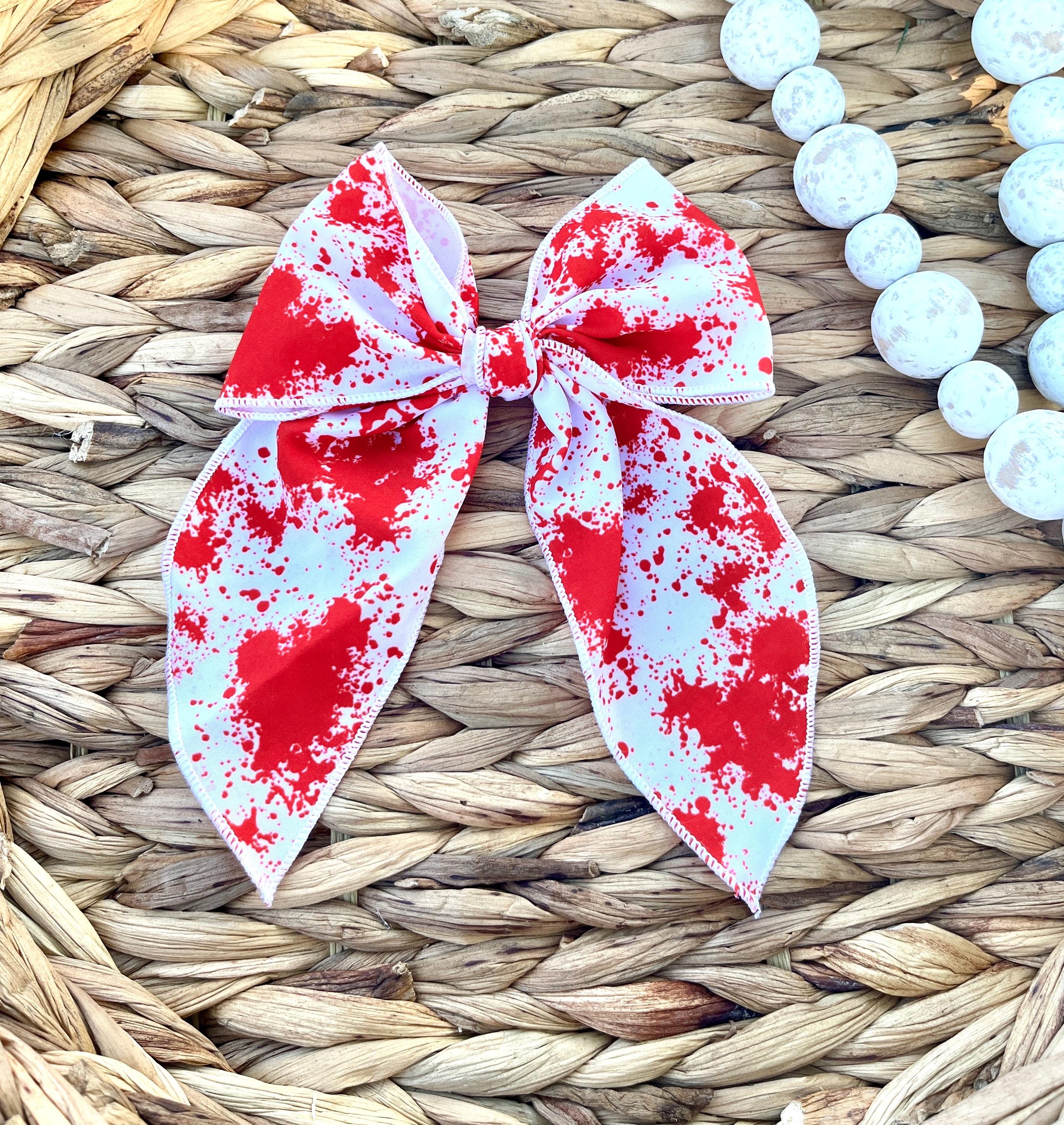 Blood Splatter Hair Bow, Blood Splatter Knotted Headband, Halloween ...