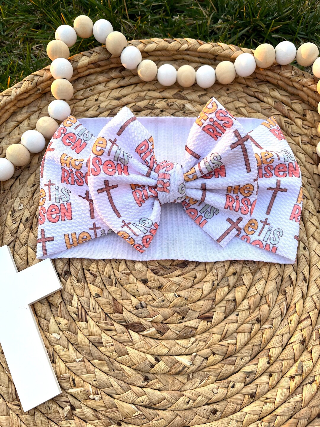 Easter Hair Bow, He is Risen Hair Bow, Cross Hair Bow, Handmade Hair ...