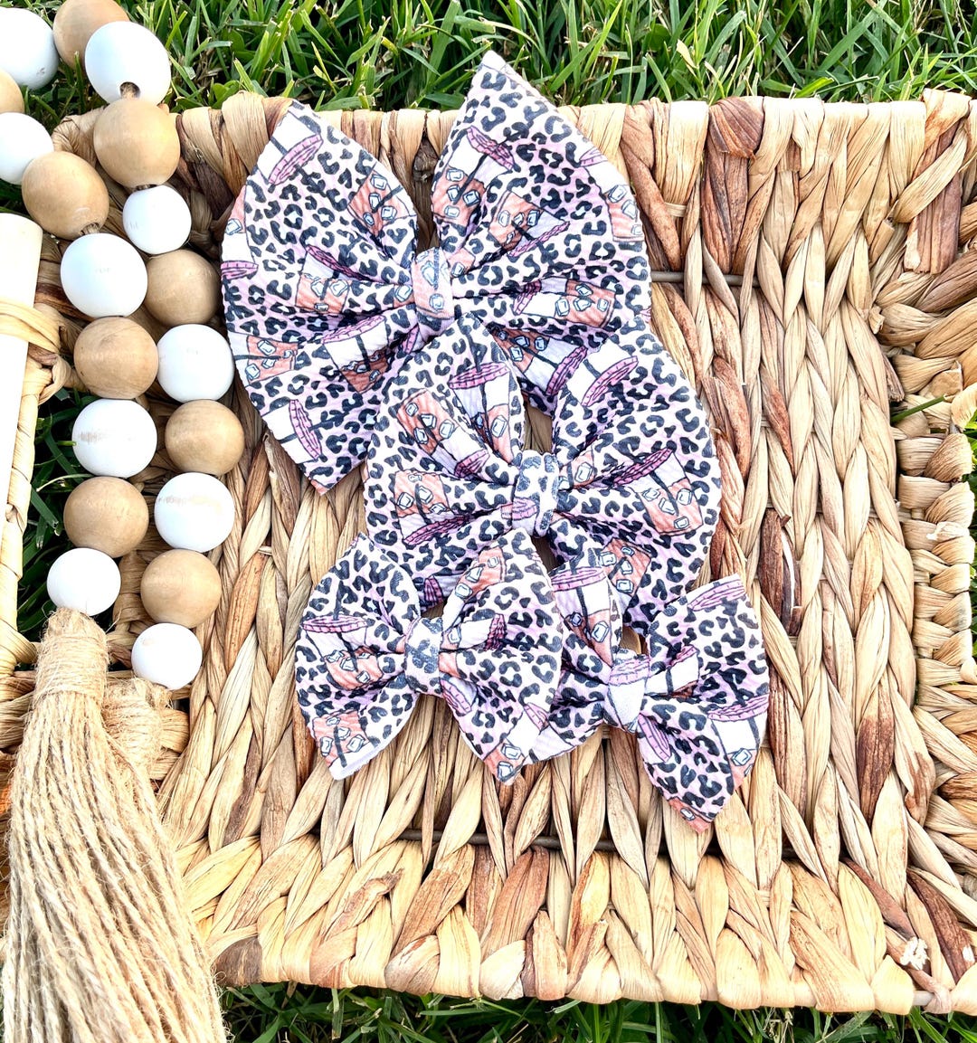 Coffee Hair Bow, Iced Coffee Hair Bow, Leaopard Hair Bow, Handmade Hair ...