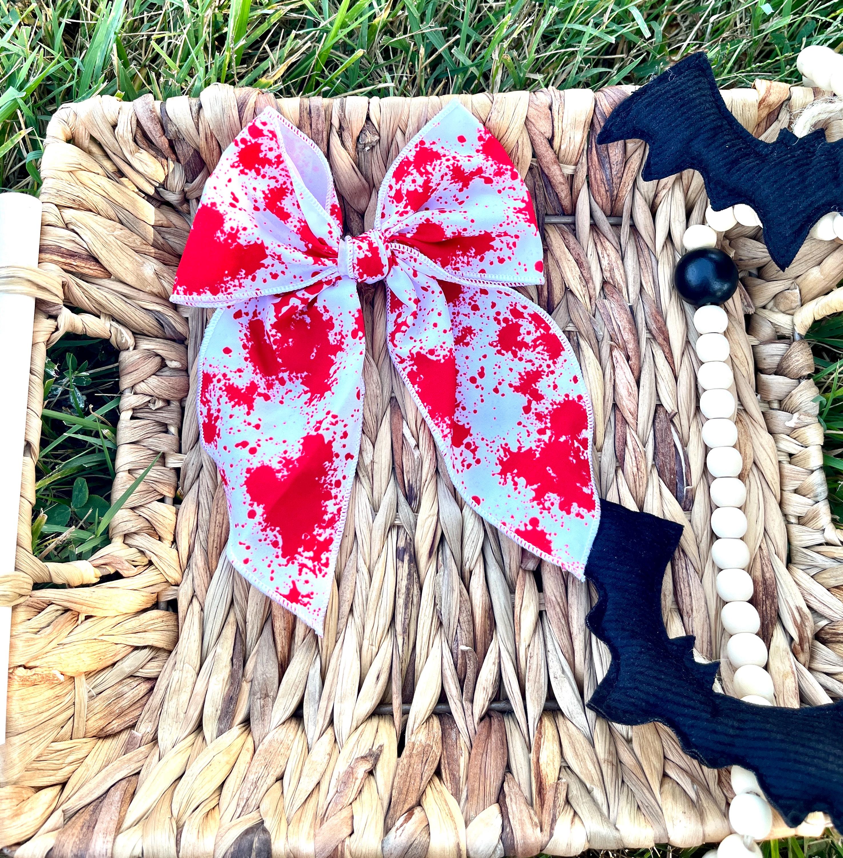 Blood Splatter Hair Bow, Blood Splatter Knotted Headband, Halloween ...