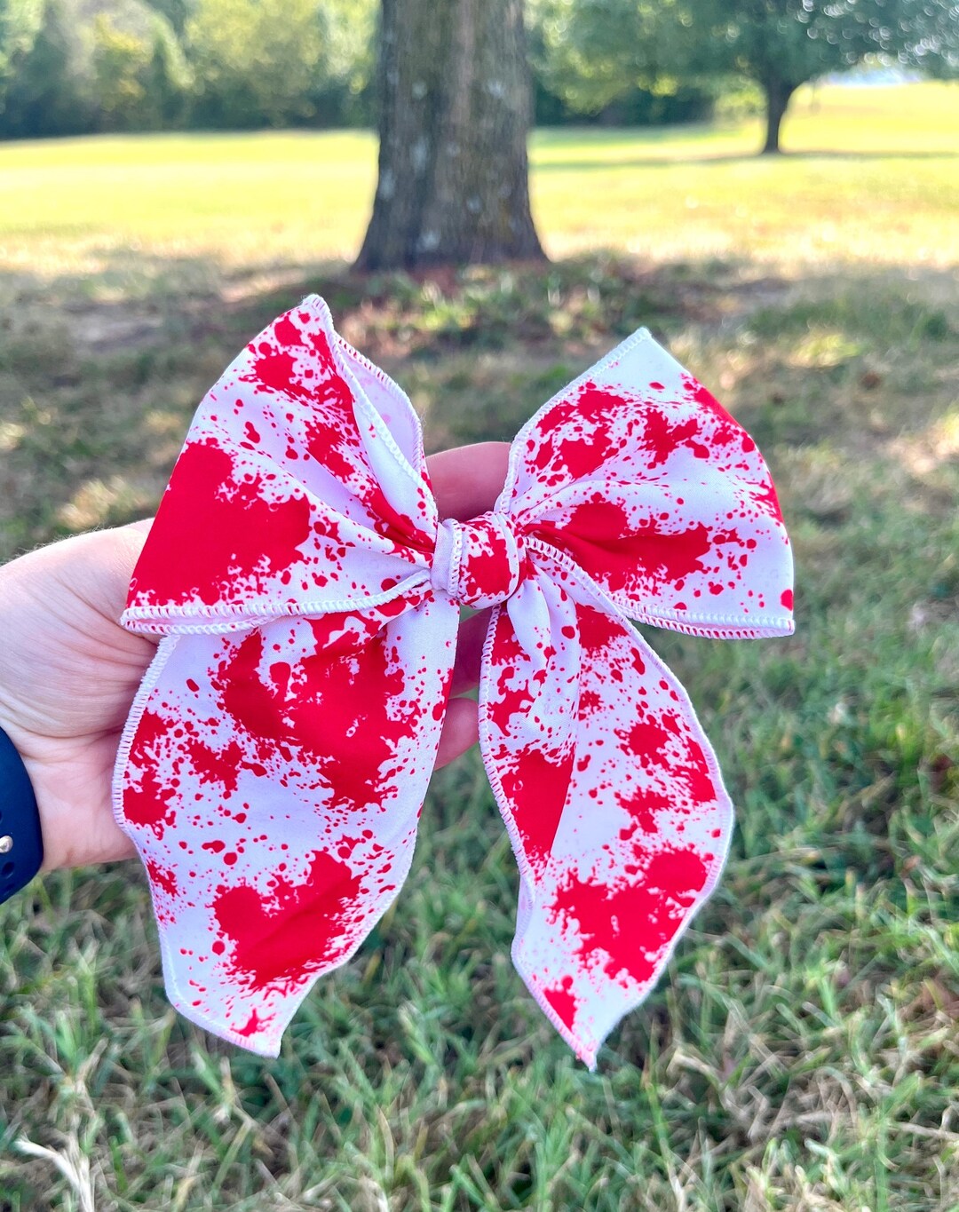 Blood Splatter Hair Bow, Blood Splatter Knotted Headband, Halloween ...