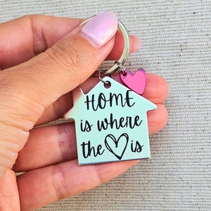 First Home Keychain, Personalized Keyfob for New Home, Custom Engraving ...