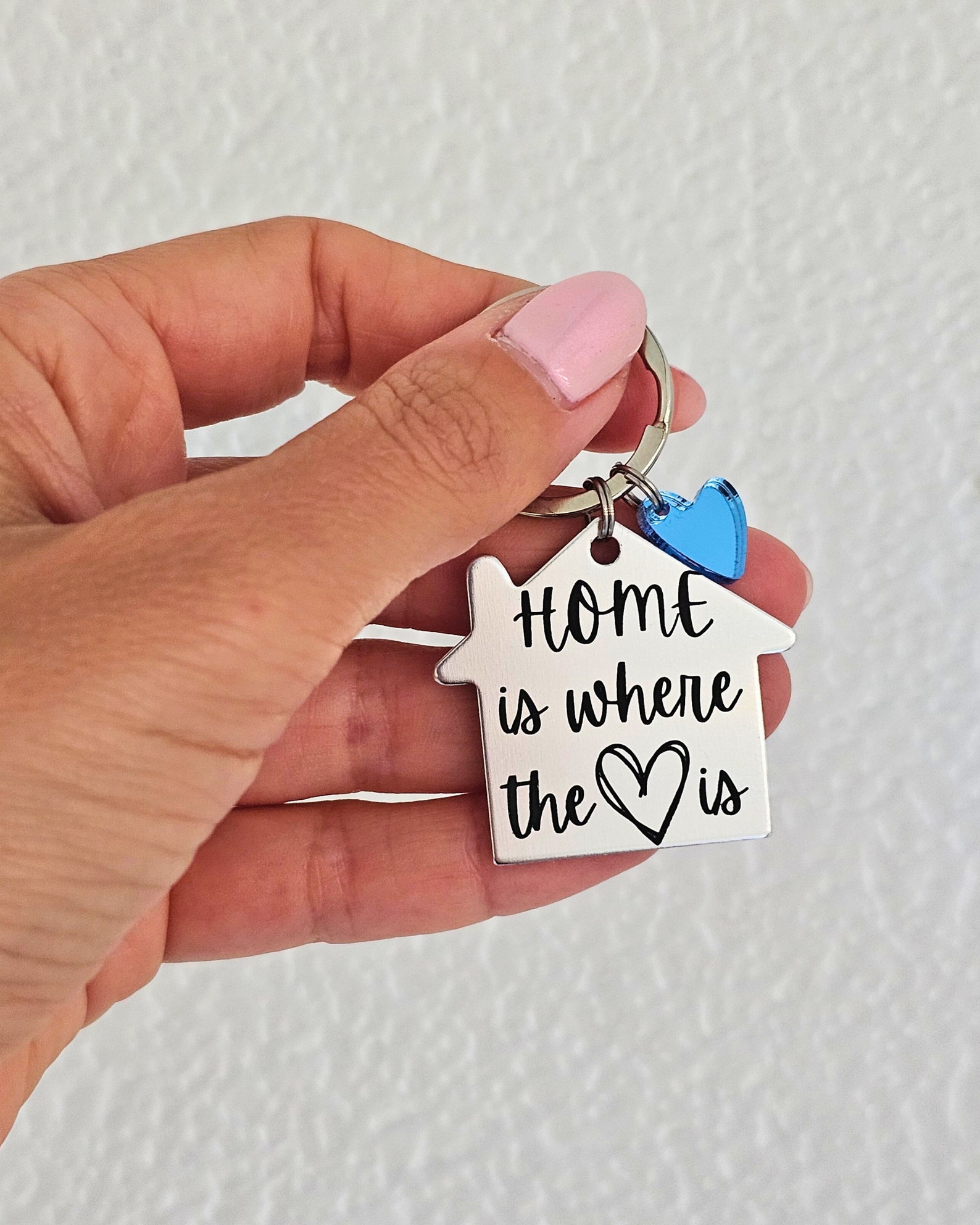 First Home Keychain, Personalized Keyfob for New Home, Custom Engraving ...