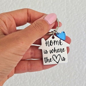 First Home Keychain, Personalized Keyfob for New Home, Custom Engraving ...