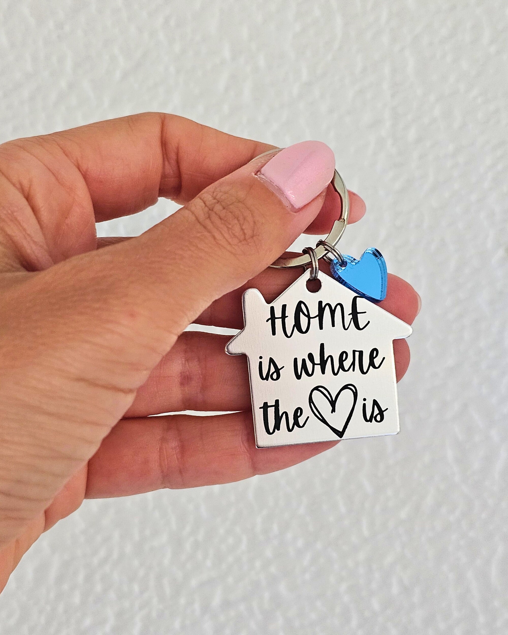 First Home Keychain, Personalized Keyfob for New Home, Custom Engraving ...