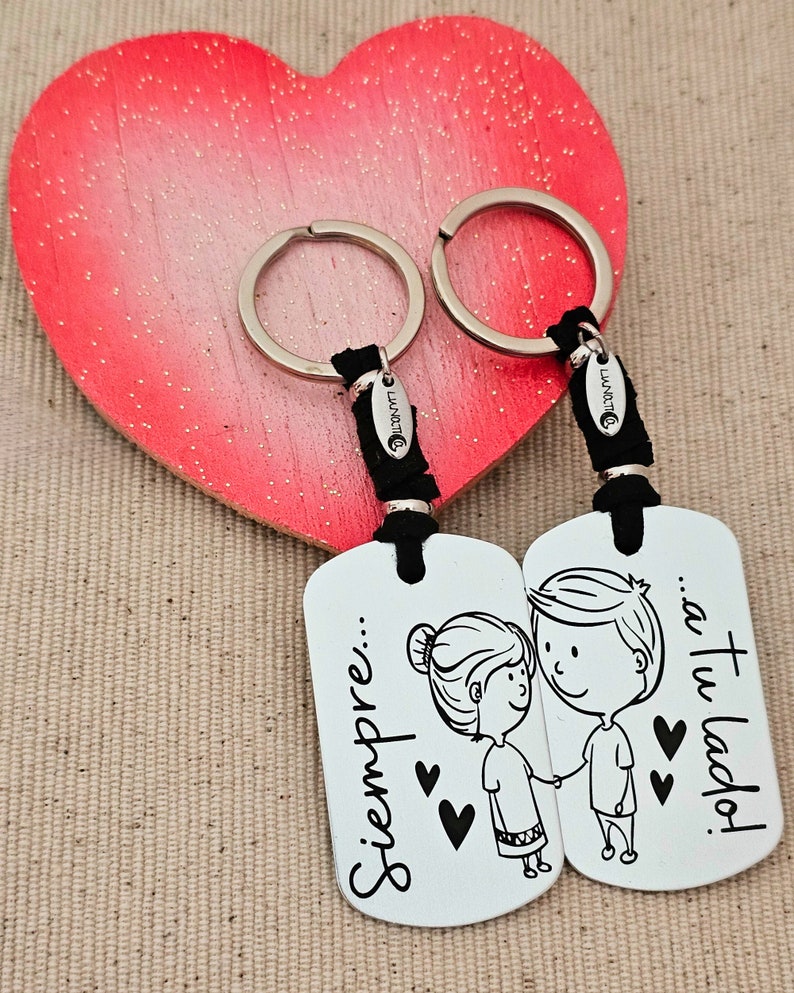 Set of 2 Personalized Couple Keychains, Engraved Couple Keychain Set ...